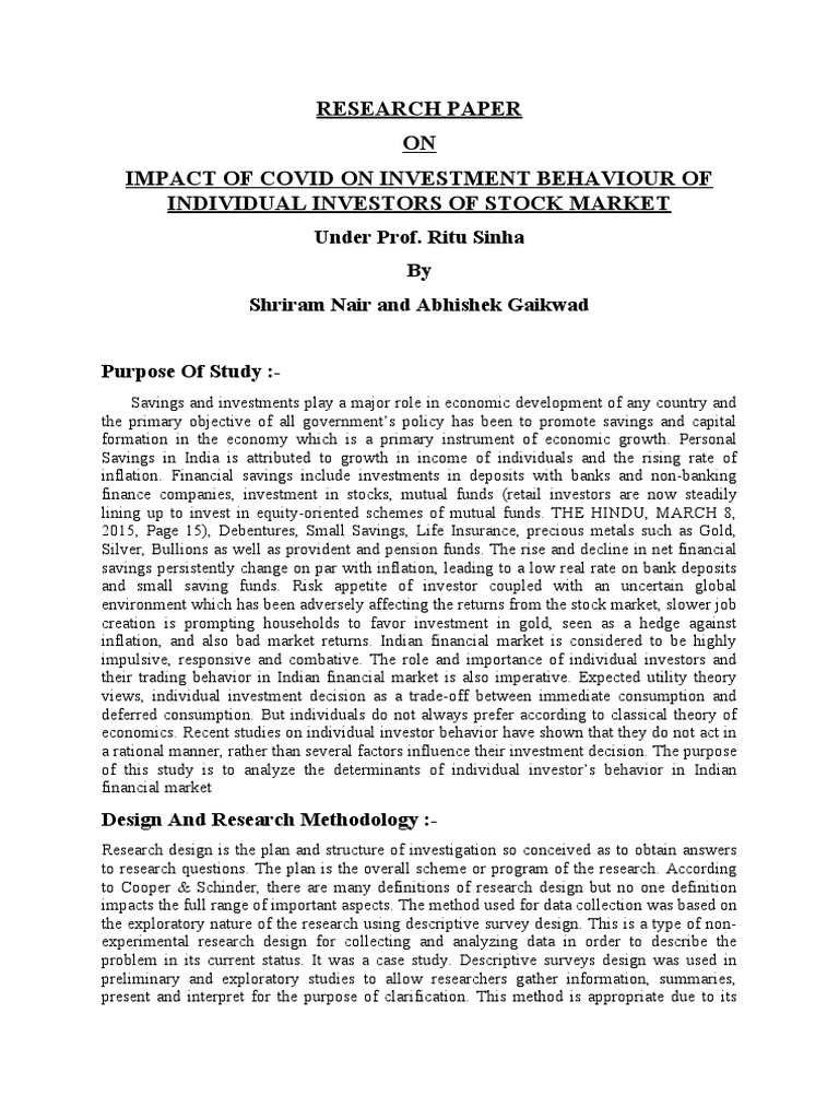 RESEARCH PAPER Stock Market Basics | PDF | Errors And Residuals | Stocks