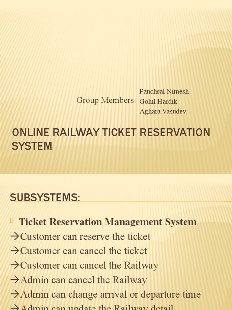 Online Railway Ticket Reservation System | PDF | Unified Modeling ...