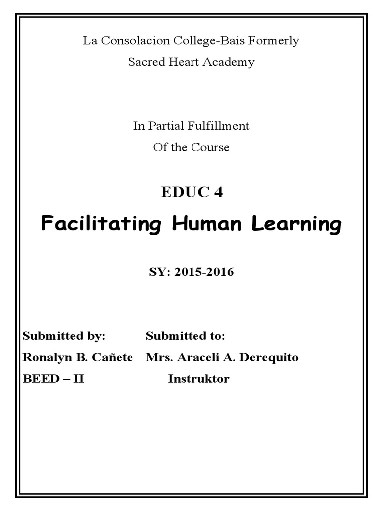 Educ 4 Facilitating Human Learning | PDF | Id | Neuropsychological ...