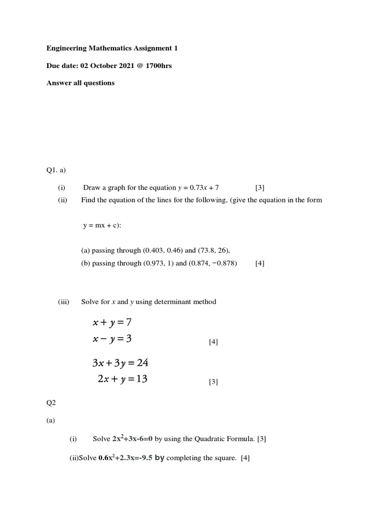Engineering Mathematics Assignment 1 | PDF