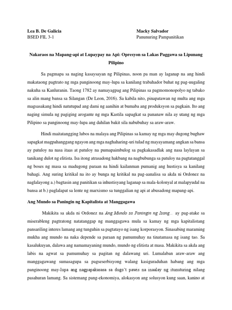 Pagsusuri Sa Ang Mundo Sa Paningin NG Isang... | PDF