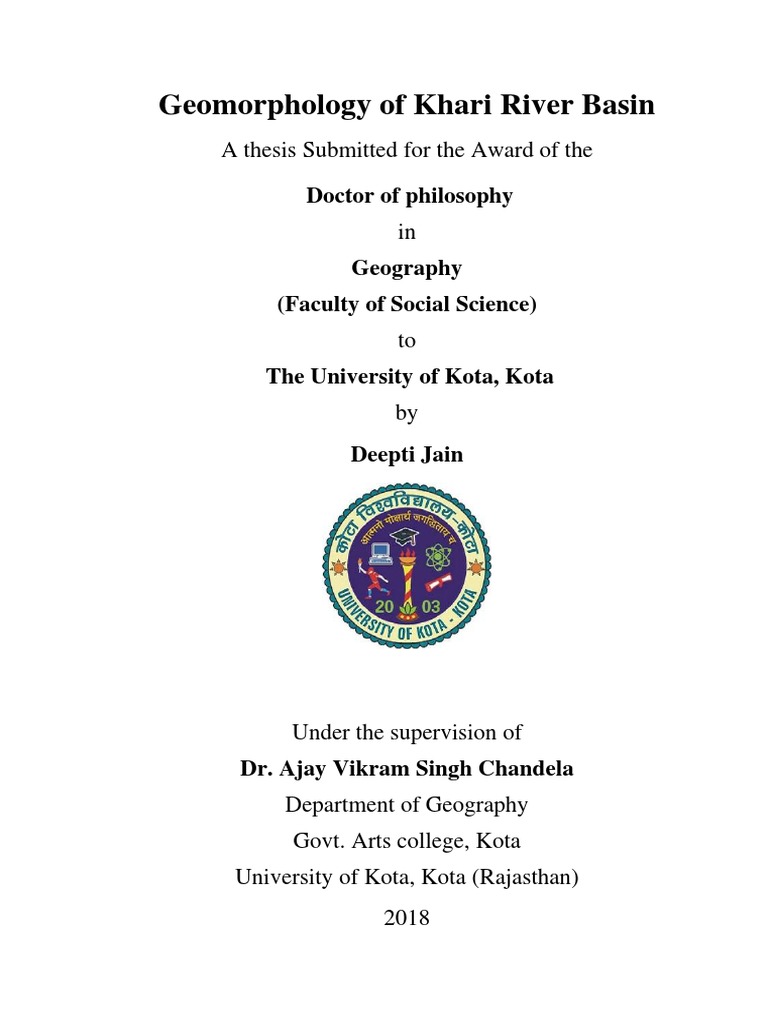 Full Thesis Deepti Jain Geography | PDF | Geomorphology | Earth Sciences