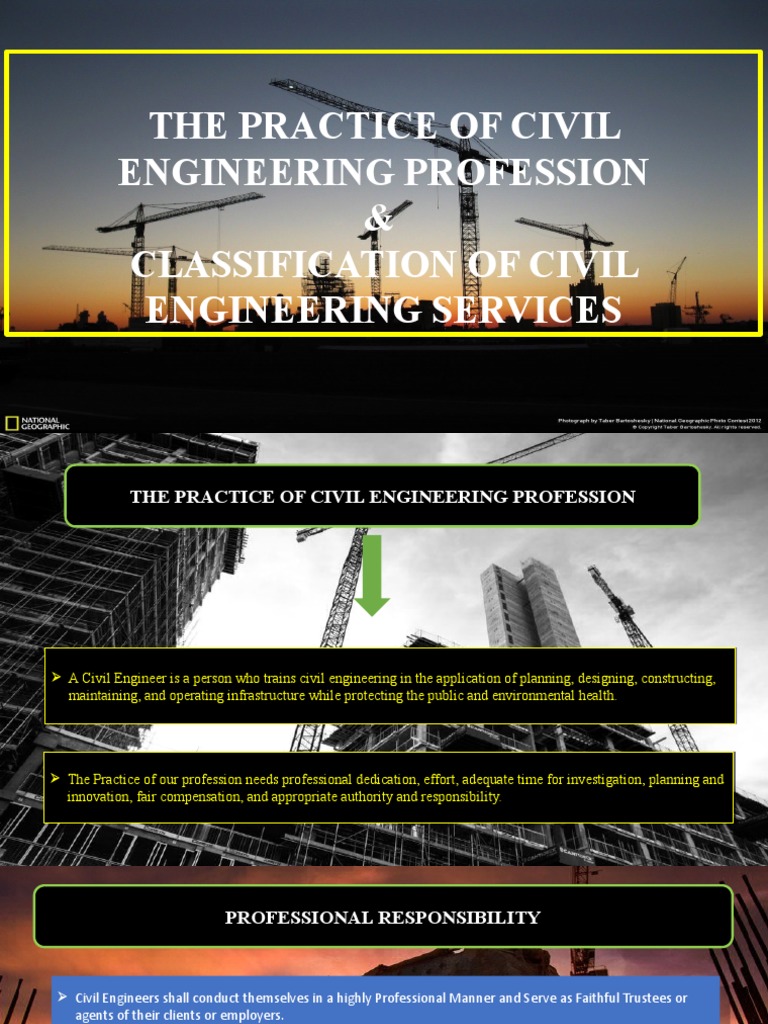 Classification and Scope of Civil Engineering Services | PDF | Engineer ...