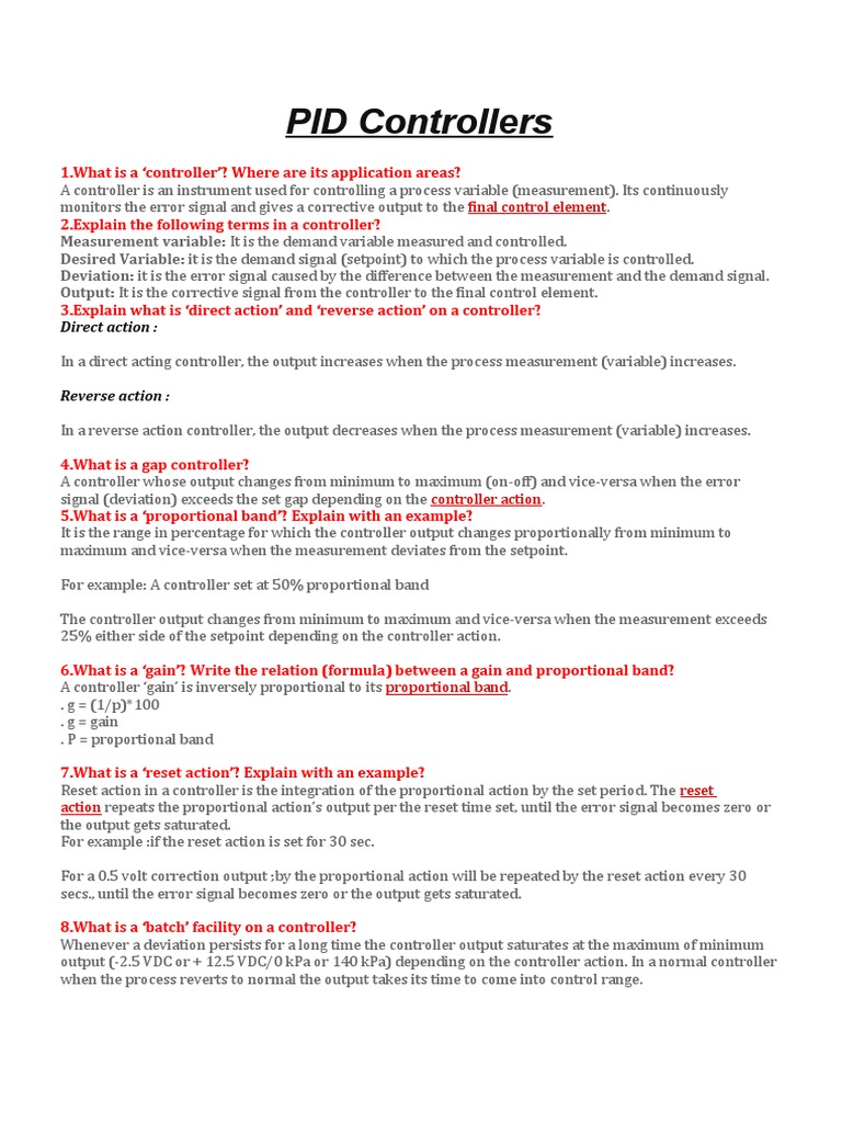 PID Controllers: Final Control Element | PDF | Control Theory | Control ...
