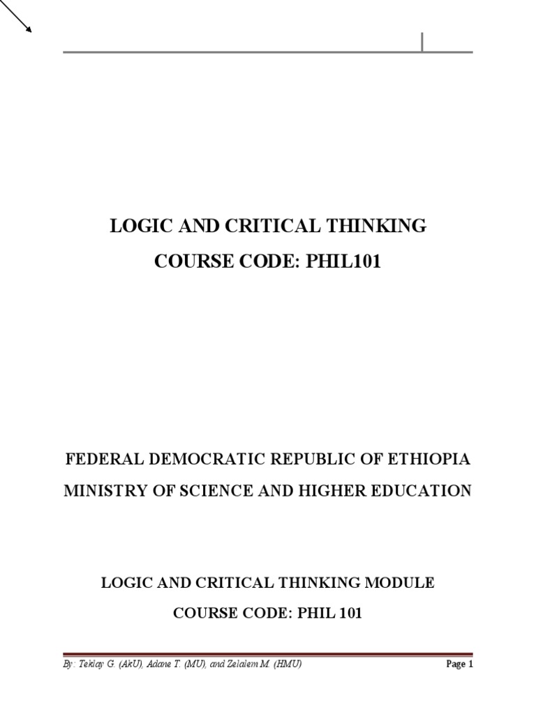 Logic and Critical Thinking Module | PDF | Epistemology | Critical Thinking