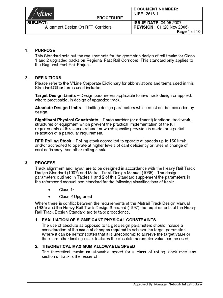 Alignment Design Standards for Regional Fast Rail Corridors | PDF ...