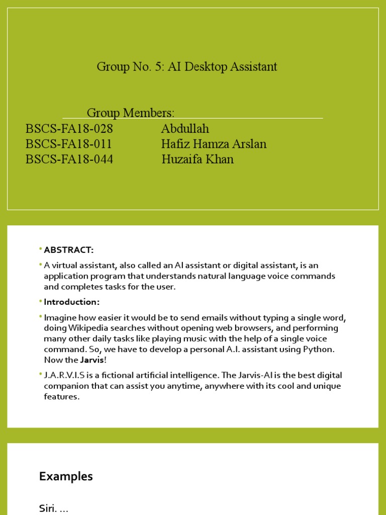 Group No. 5: AI Desktop Assistant | PDF | Computing | Computer Science
