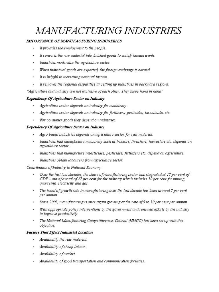 Manufacturing Industries | PDF | Steel | Chemical Industry