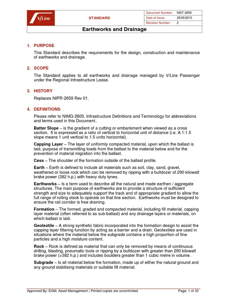 Design Requirements for Earthworks and Drainage Structures on Railway ...