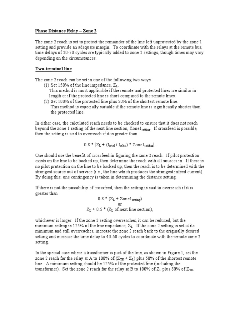 Phase Distance Relay - Zone 2 | PDF