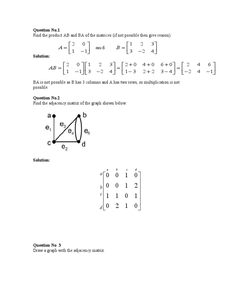 Practice Questions With Solutions 41-43 | PDF | Graph Theory | Vertex ...