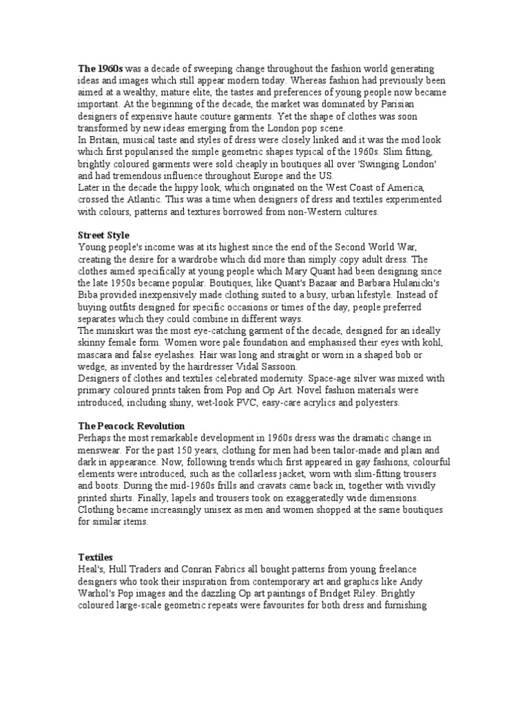 1960s Fashion Revolution: Styles & Trends | PDF | Suit (Clothing ...