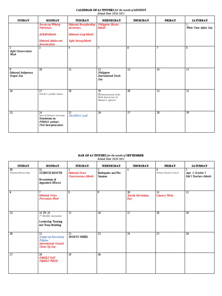 Action Plan SEPT and OCT | PDF