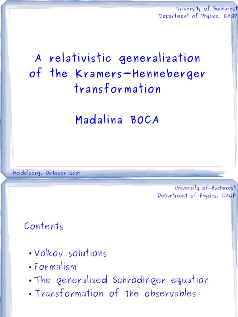A Relativistic Generalization of The Kramers-Henneberger Transformation ...