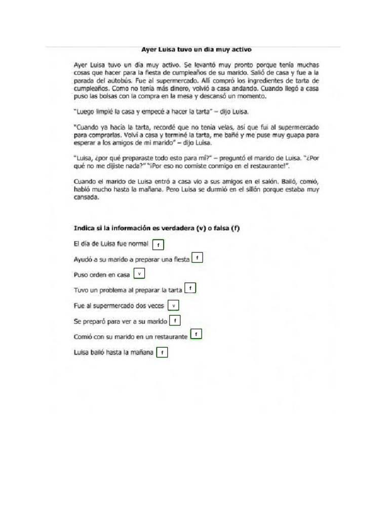 Reading Comprehension (Preterito Indefinido) | PDF