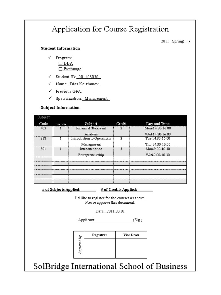 Application For Course Registration-New Student&transfer | PDF | Career ...