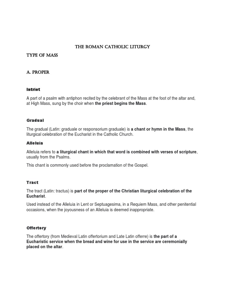 The Roman Catholic Liturgy Type of Mass: Intriot | PDF