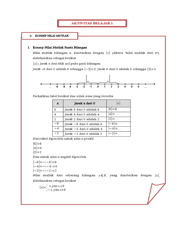 Konsep Dan Sifat Nilai Mutlak | PDF