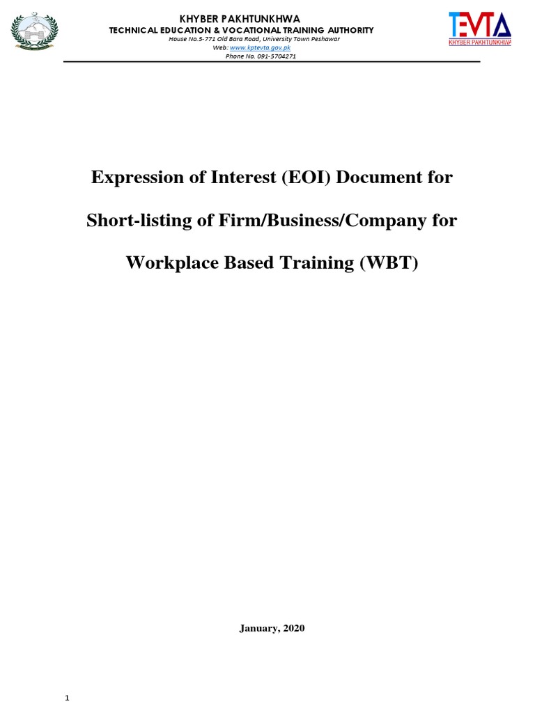 EOI-Doc From Tevta For Course Details Pakistan | PDF | Vocational ...