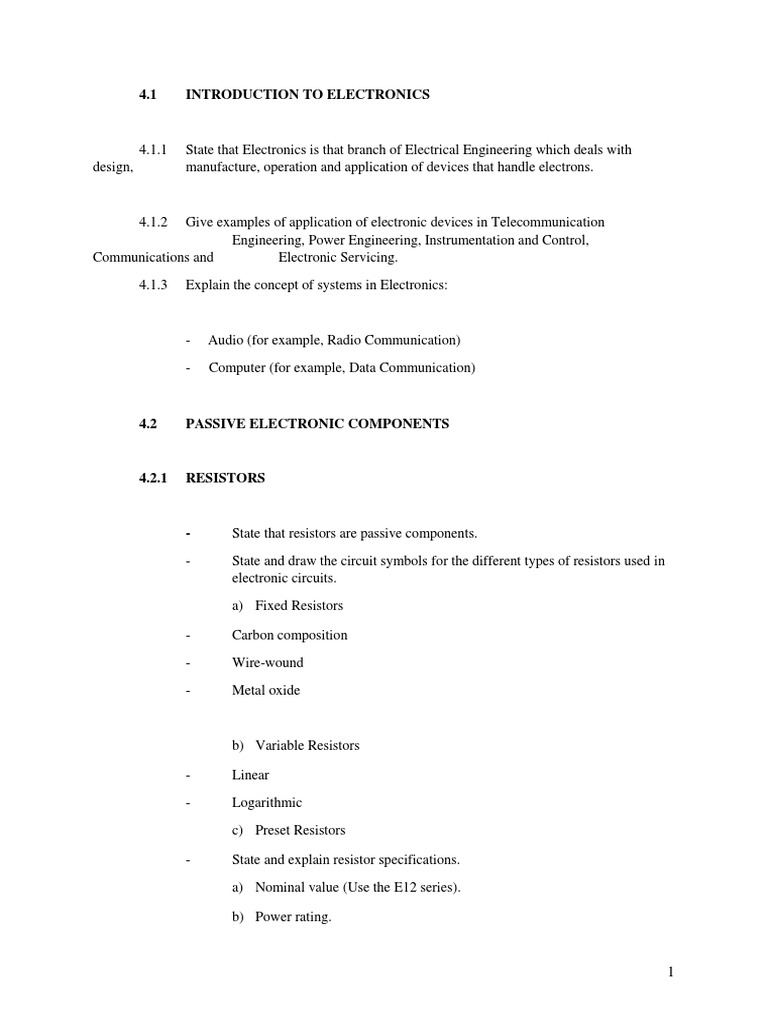 4.1 INTRODUCTION TO ELECTRONICS Syllabus | PDF | Operational Amplifier ...