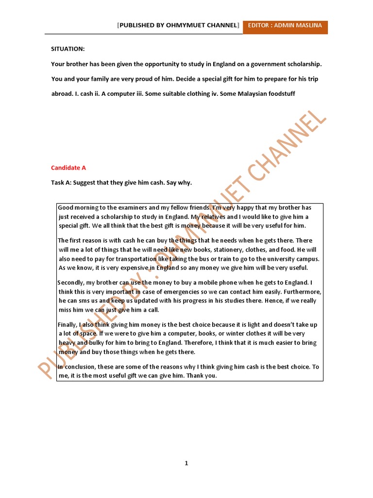 Example Script (Muet Speaking) | PDF | Laptop | Malaysia