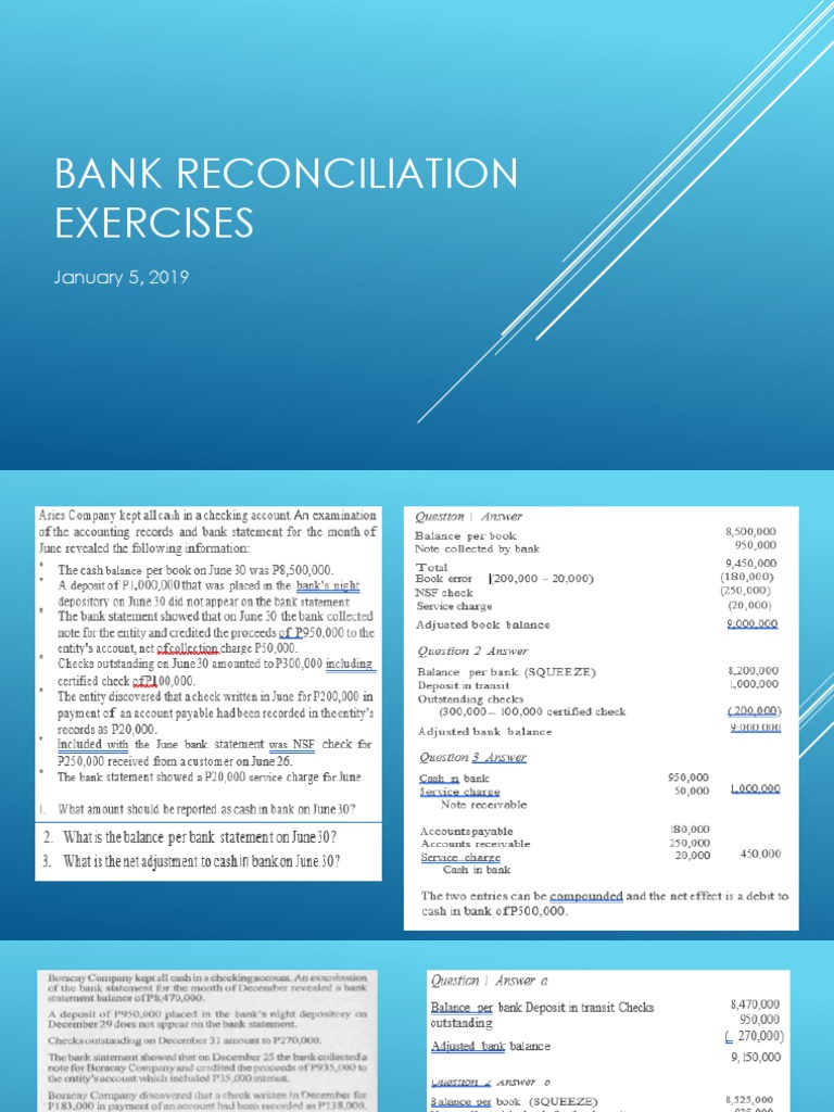 Bank-Reconciliation Exercises | PDF
