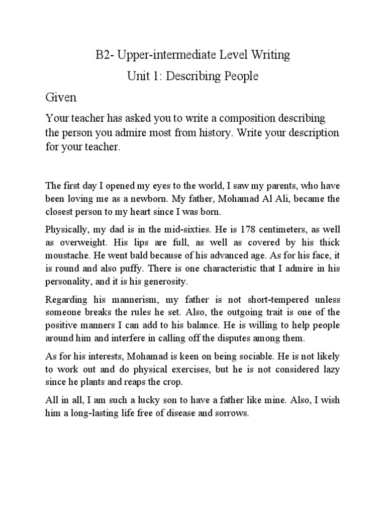 FCE Writing - Describing People | PDF