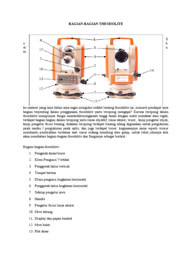 Rei Zaki Bagian Bagian Theodolite | PDF