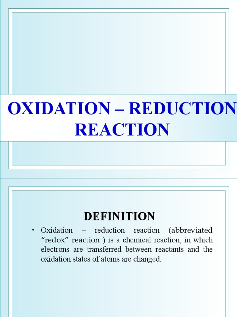 Chapter 4 Oxidation-Reduction | PDF | Redox | Chemical Reactions