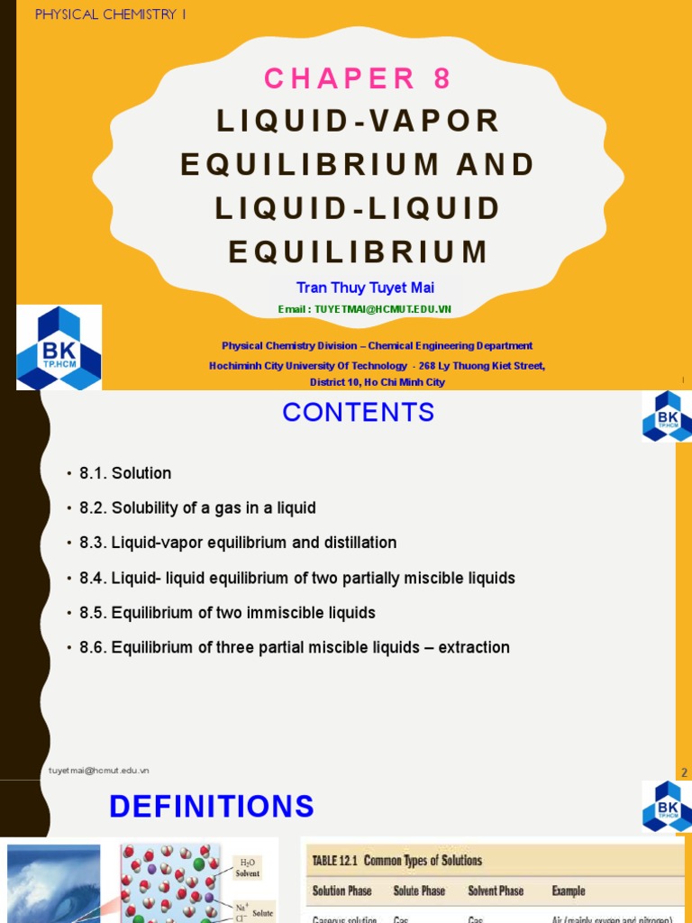 Chapter 8 - Liquid Vapor & Liquid - Liquid Equilibrium-Tran Thuy Tuyet ...