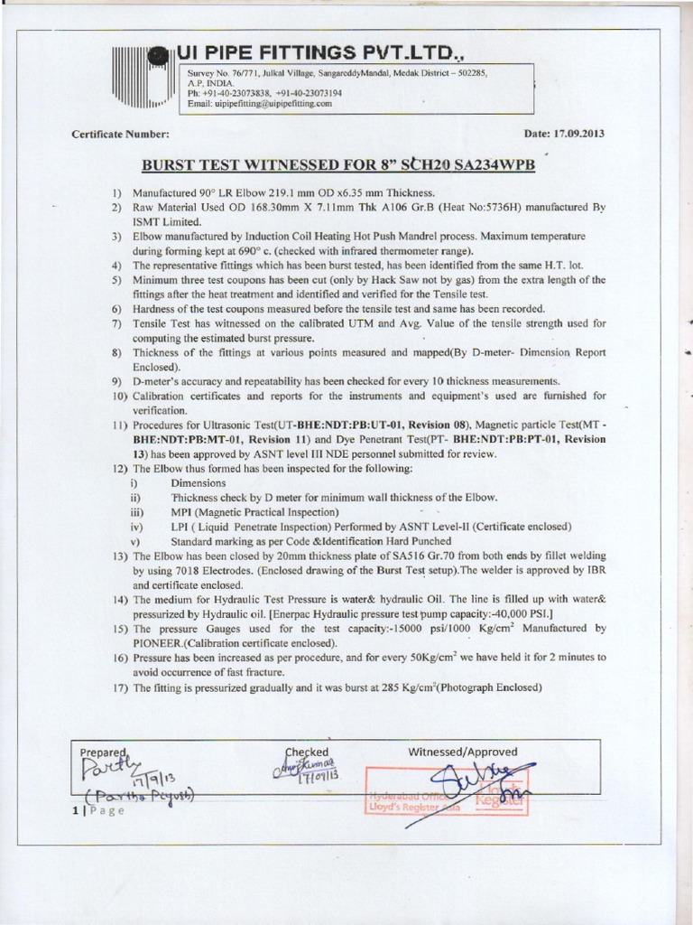 Burst Test Report | PDF