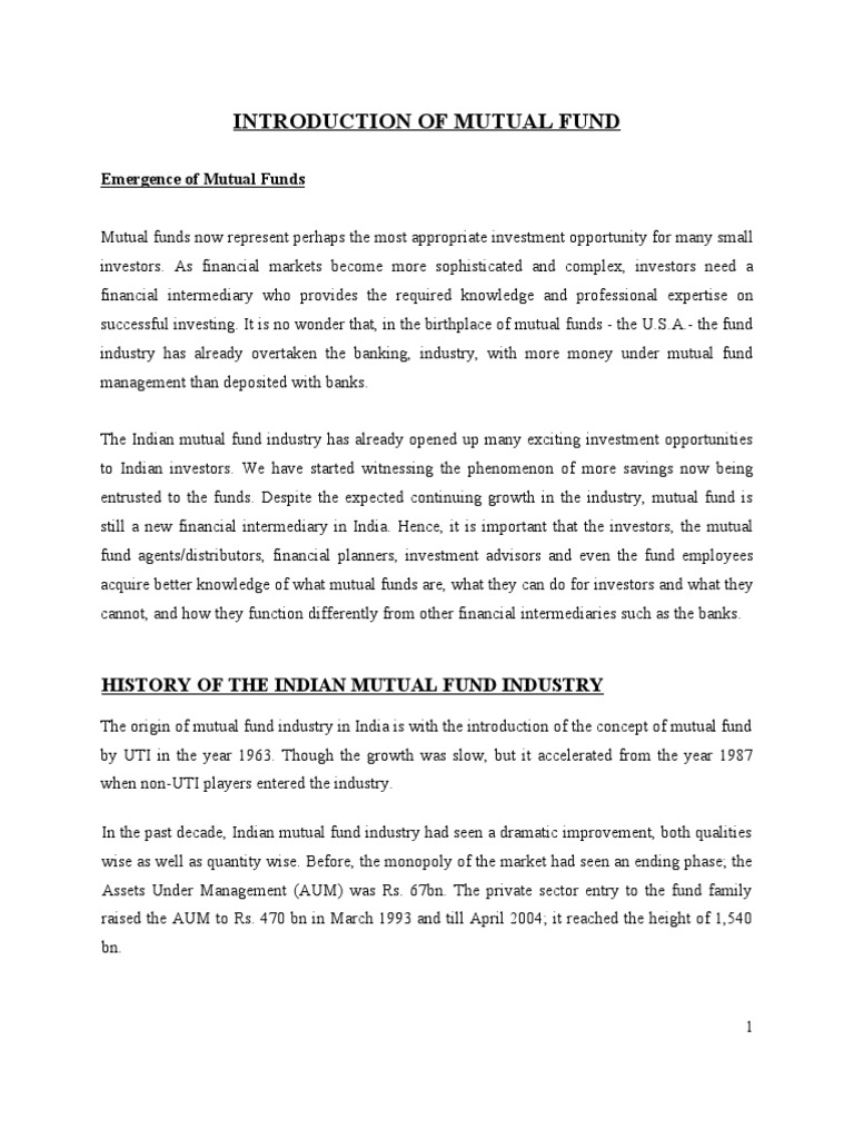 Introduction of Mutual Fund | PDF | Mutual Funds | Investor