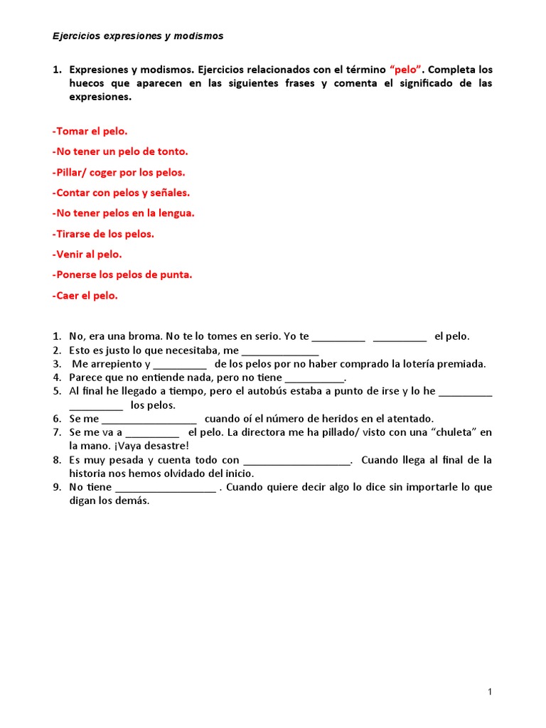 Ejercicios Expresiones Modismos | PDF