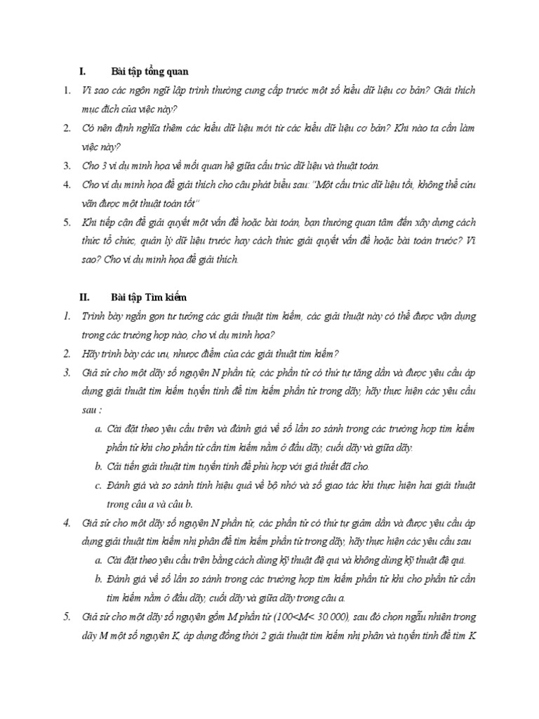 Bai Tap Tong Hop CTDL | PDF