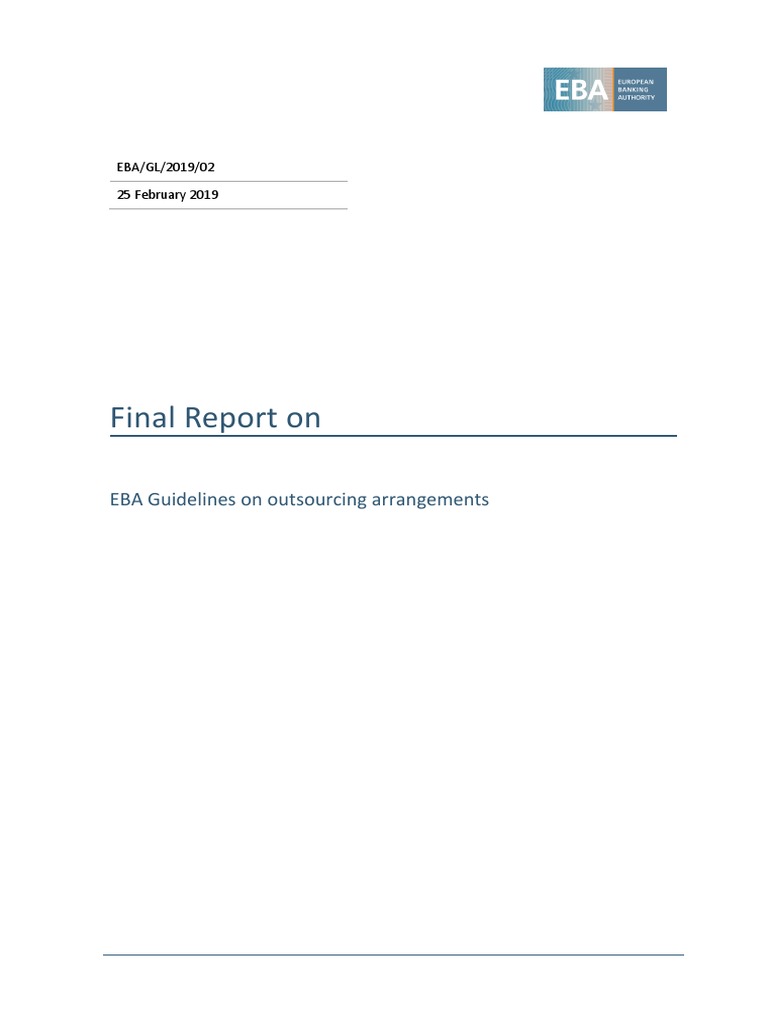 EBA Revised Guidelines On Outsourcing Arrangements | PDF | Outsourcing ...
