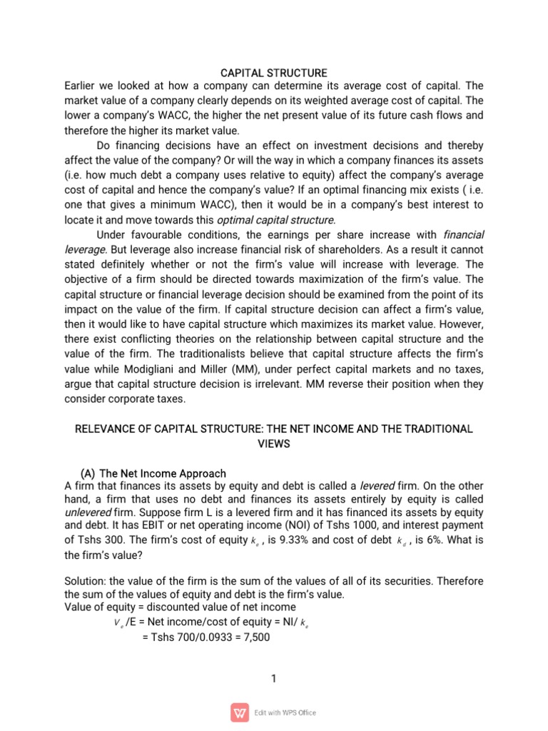 Impact of Capital Structure on Firm Value | PDF