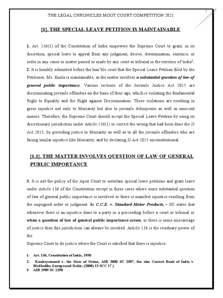 Special Leave Petition | PDF | Supreme Courts | Jurisdiction