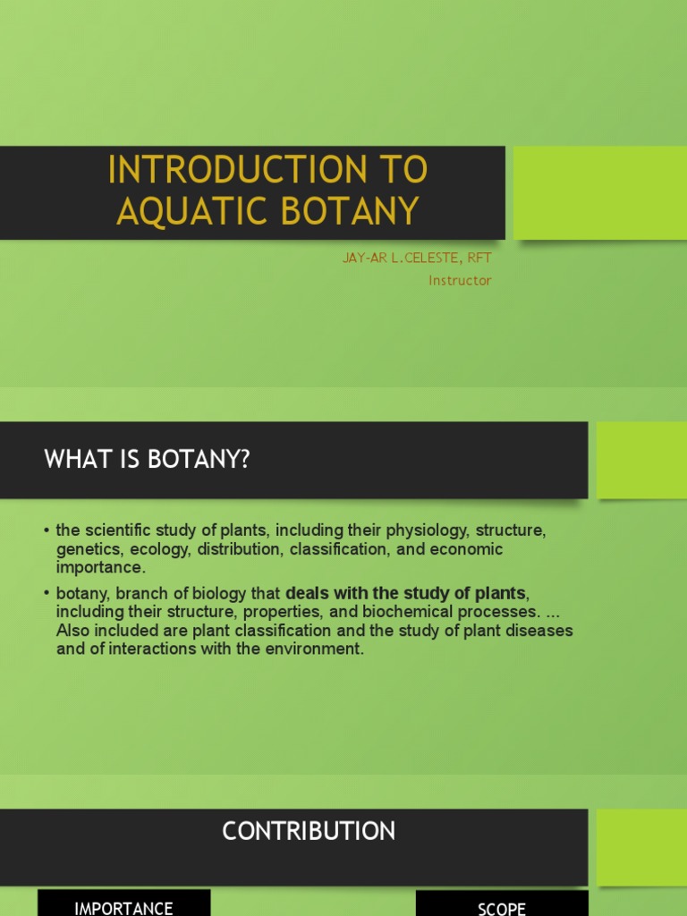 Introduction To Aquatic Botany | PDF