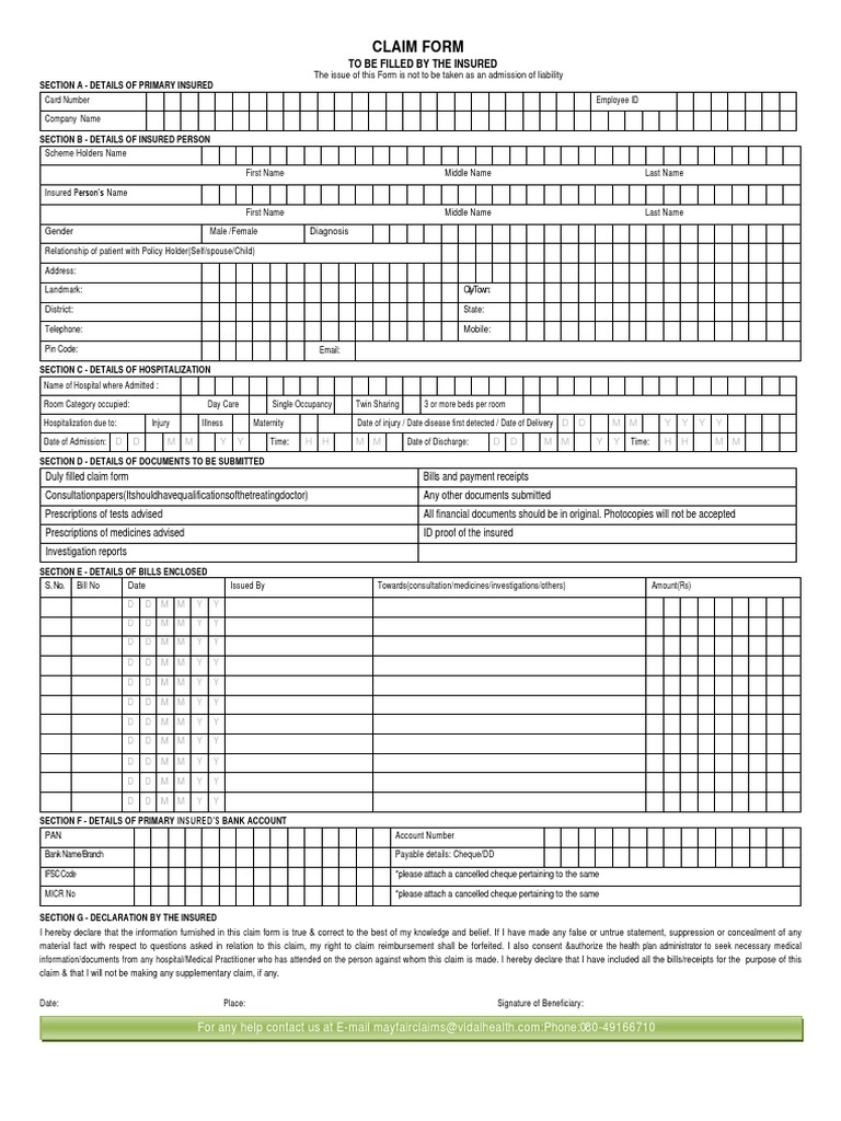 Claim Form | PDF | Cheque | Hospital