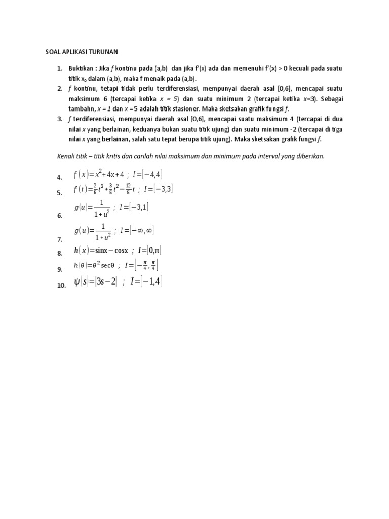 Soal Aplikasi Turunan | PDF