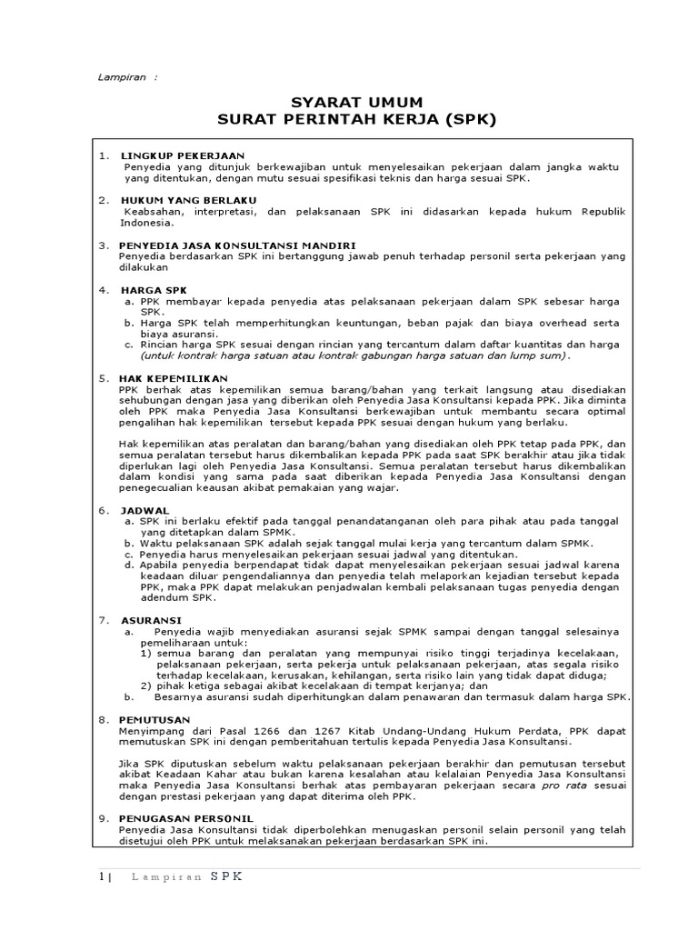 O. Lampiran SPK - 2 | PDF