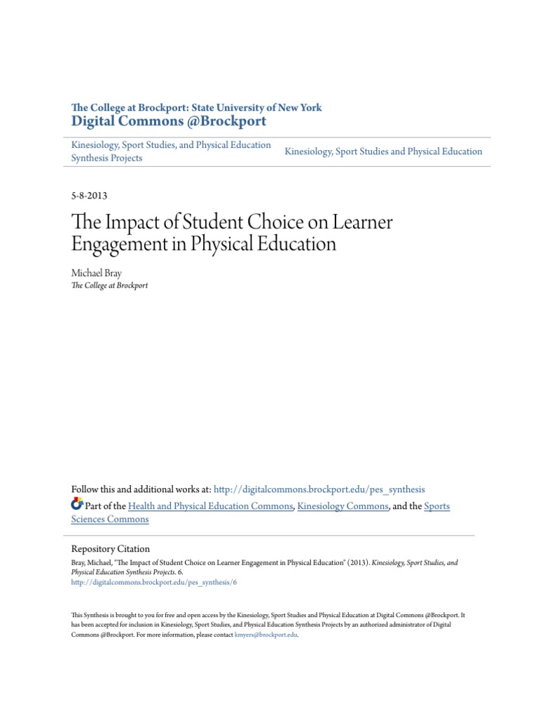 The Impact of Student Choice On Learner Engagement in Physical Ed | PDF ...