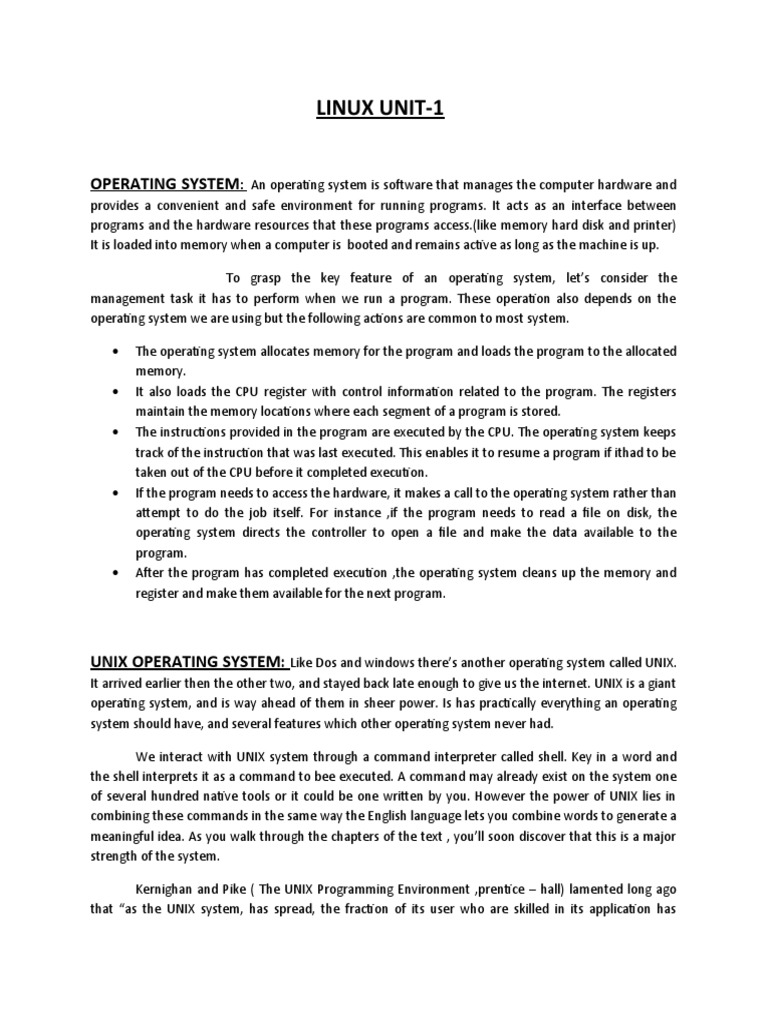 LINUX Unit - 1 | PDF | Operating System | Computer File