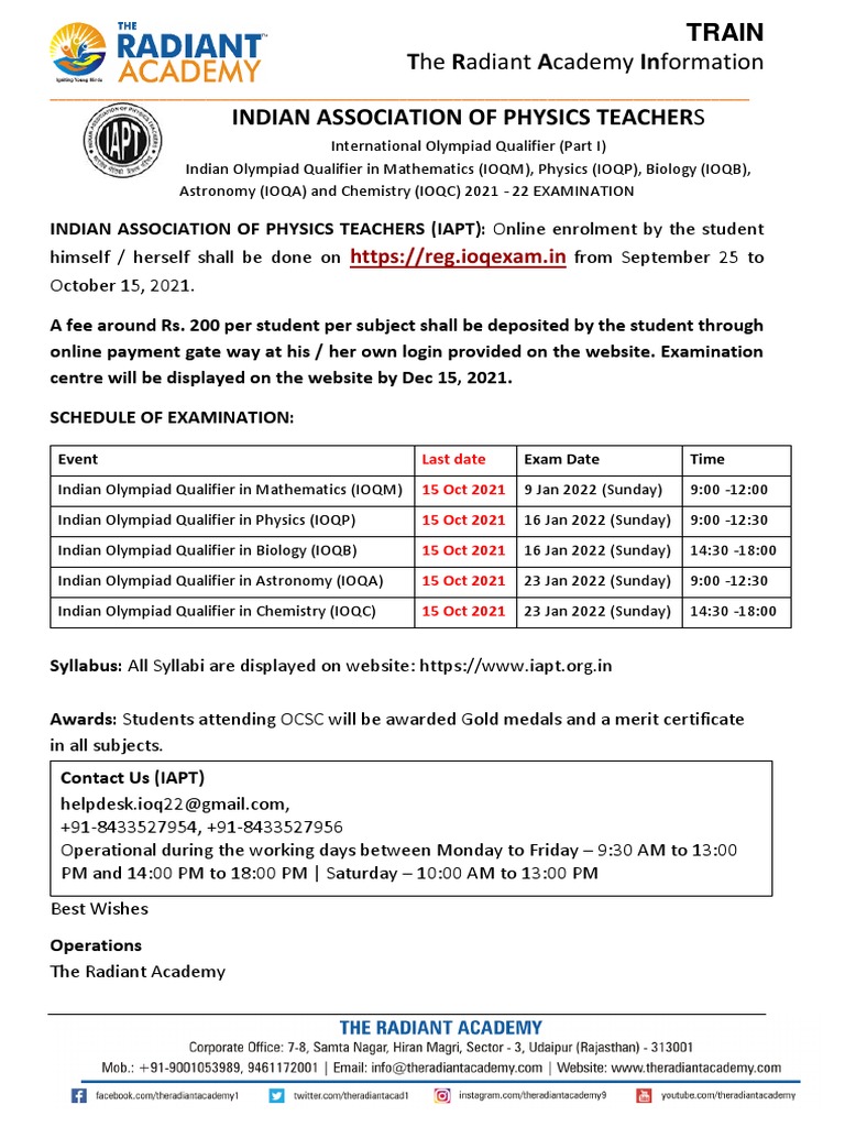 Train-1 Iapt 2021 | PDF