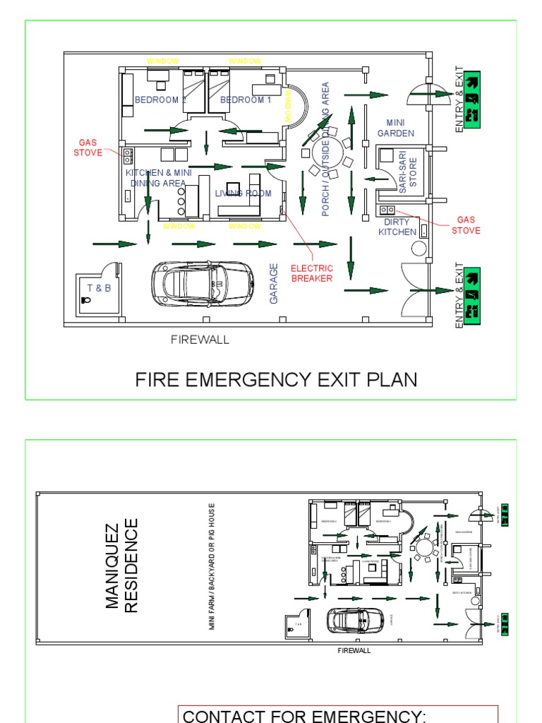 Fire Emergency Exit Plan: Firewall | PDF | Kitchen | Residential Buildings