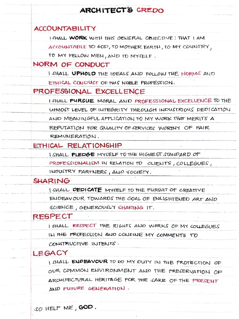 Architect's Credo - 1 | PDF