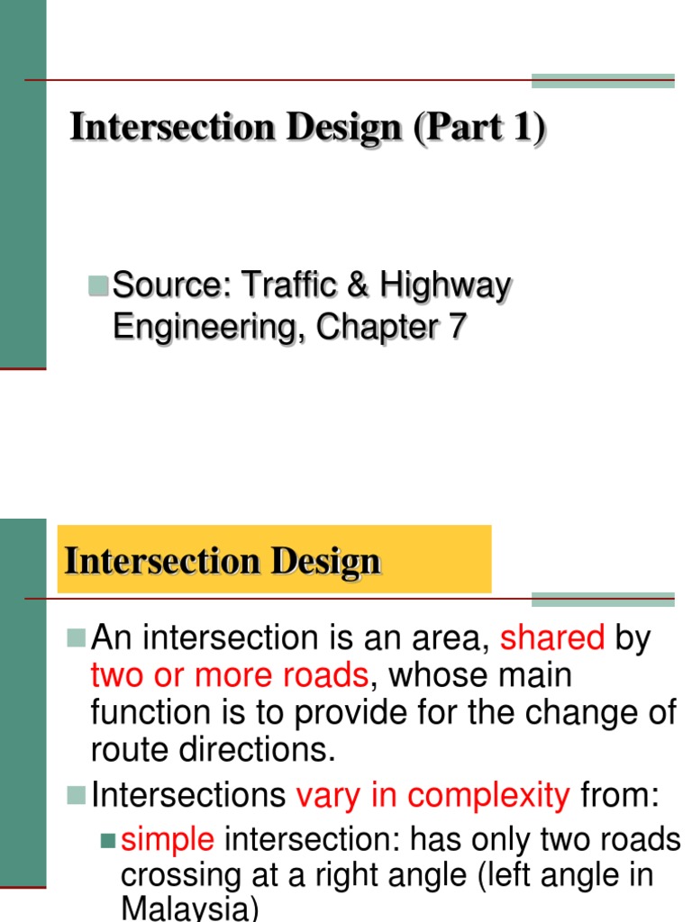 Chapter 2 - Intersection Design 1 | PDF | Intersection (Road) | Traffic