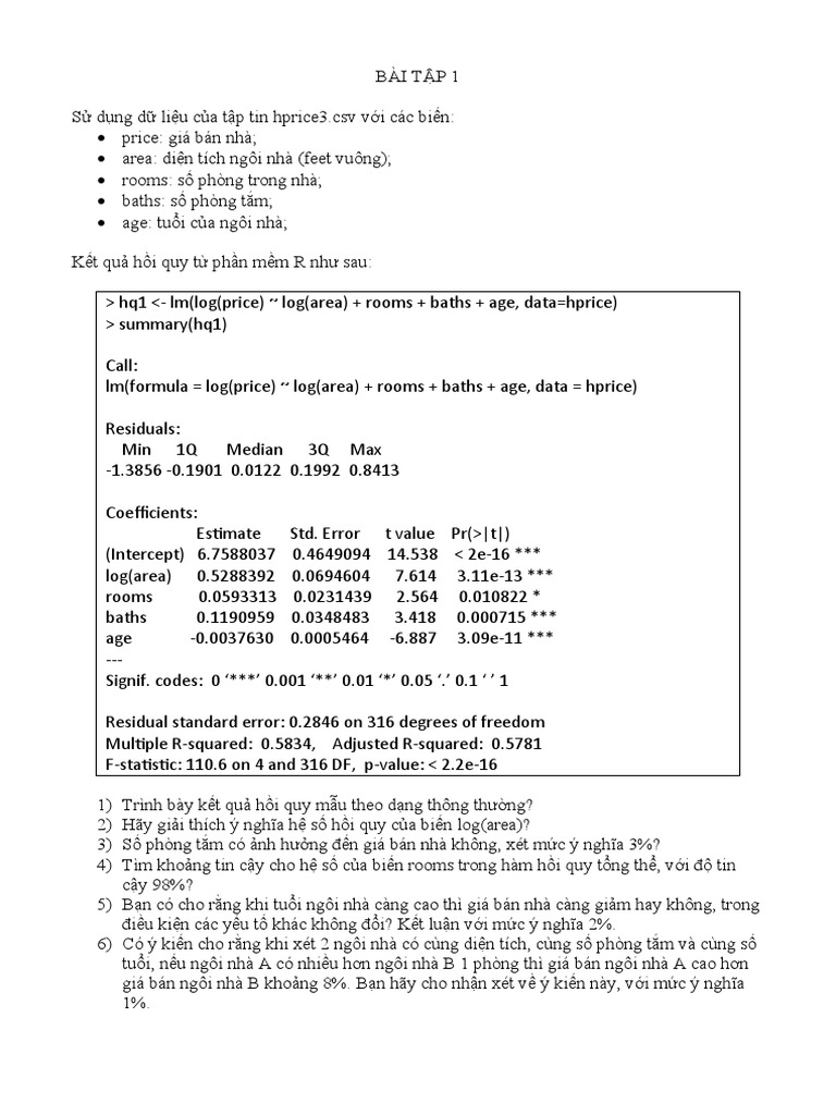 Bai Tap 1 Va Thuc Hanh R | PDF