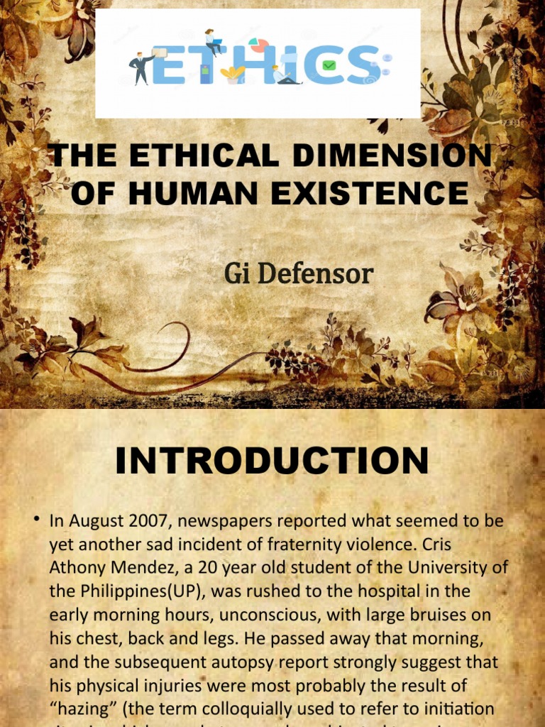 ETH The Ethical Dimension of Human Existence | PDF | Morality ...