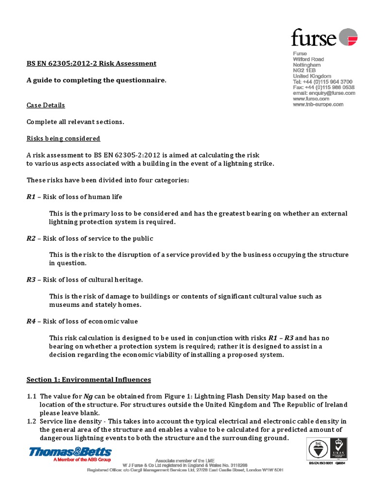 Furse StrikeRisk Questionnaire Guide - 2012 | PDF | Risk | Transformer